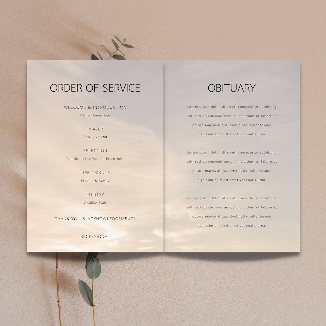 Editable Funeral Program Template, Template Celebrating the Life of ...