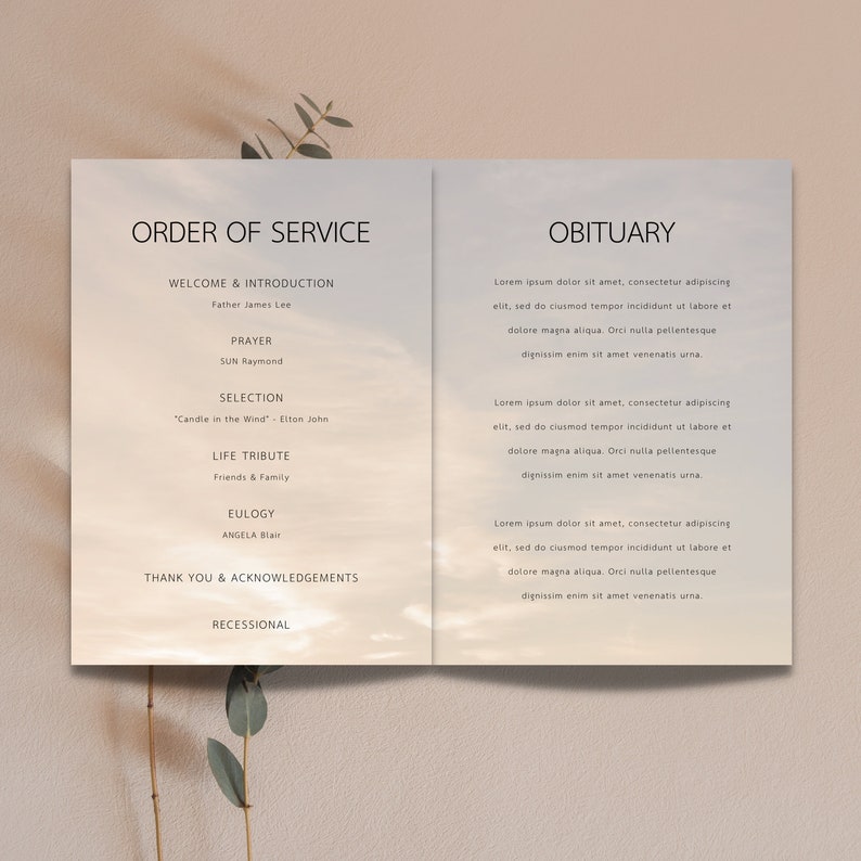 Editable Funeral Program Template, Template Celebrating the Life of ...