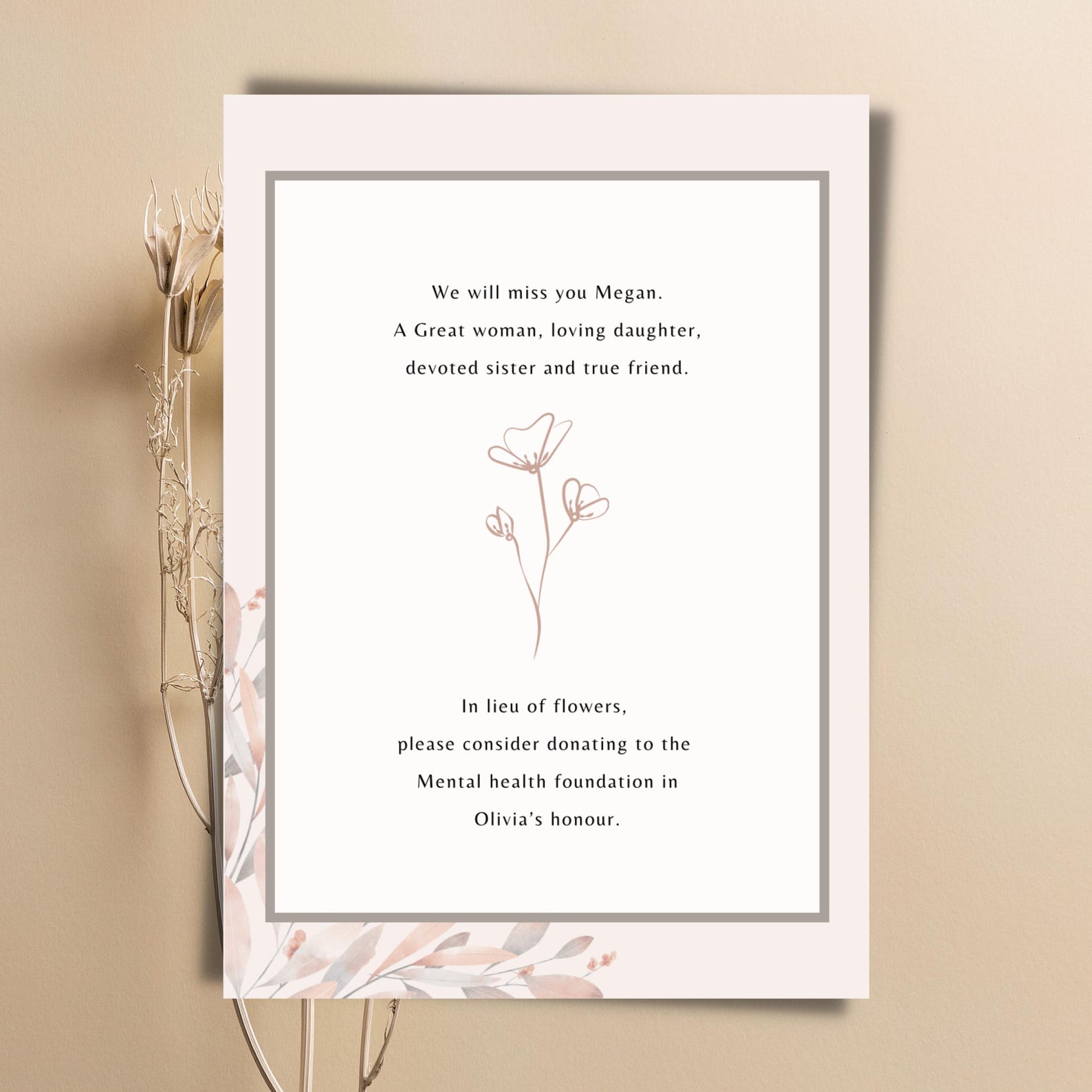 Boho Vibe Funeral Program Template, Template Celebrating the Life of ...