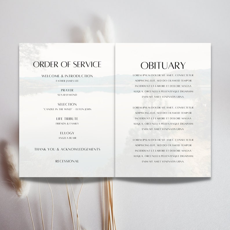 Editable Funeral Program Template: Celebration of Life (CANVA) - Etsy
