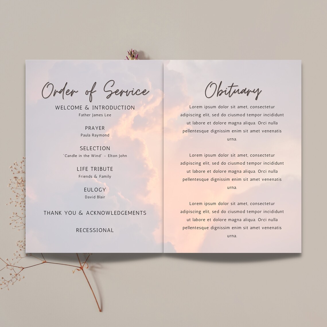 Editable Funeral Program Template, Template Celebrating the Life of ...