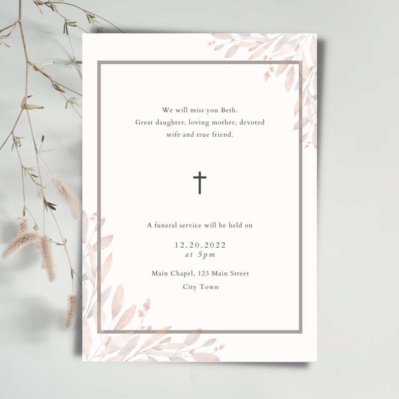 Elegant Funeral Program Template | Celebration of Life Program ...