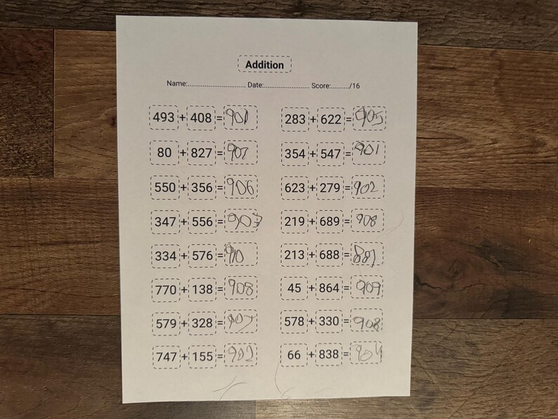 Math Drill Addition Worksheets, Printable, Numbers 1-999, 65 Pages of ...