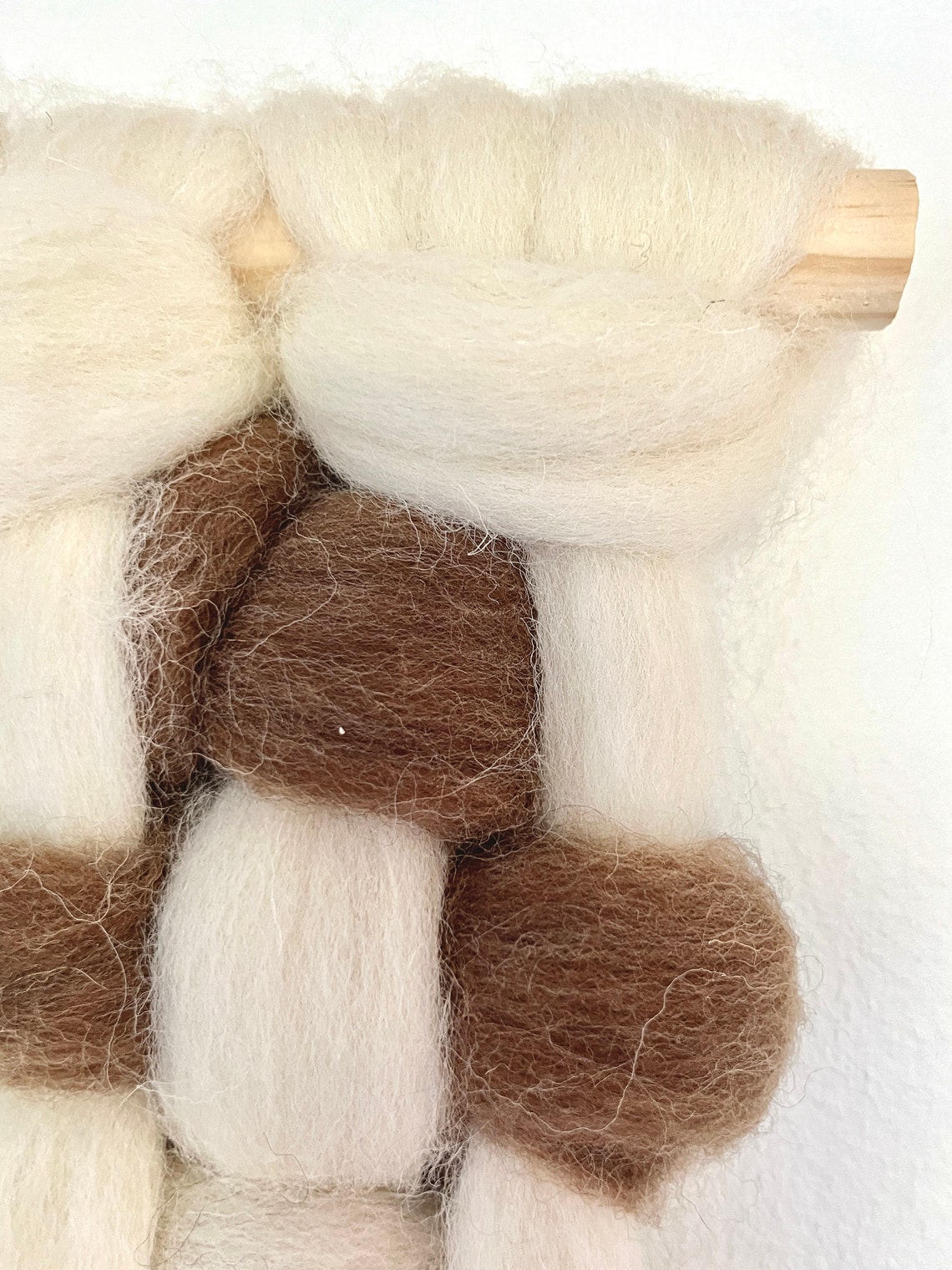Wool Roving Wall Hanging, Natural Weaving, Handmade Wall Hanging, White ...