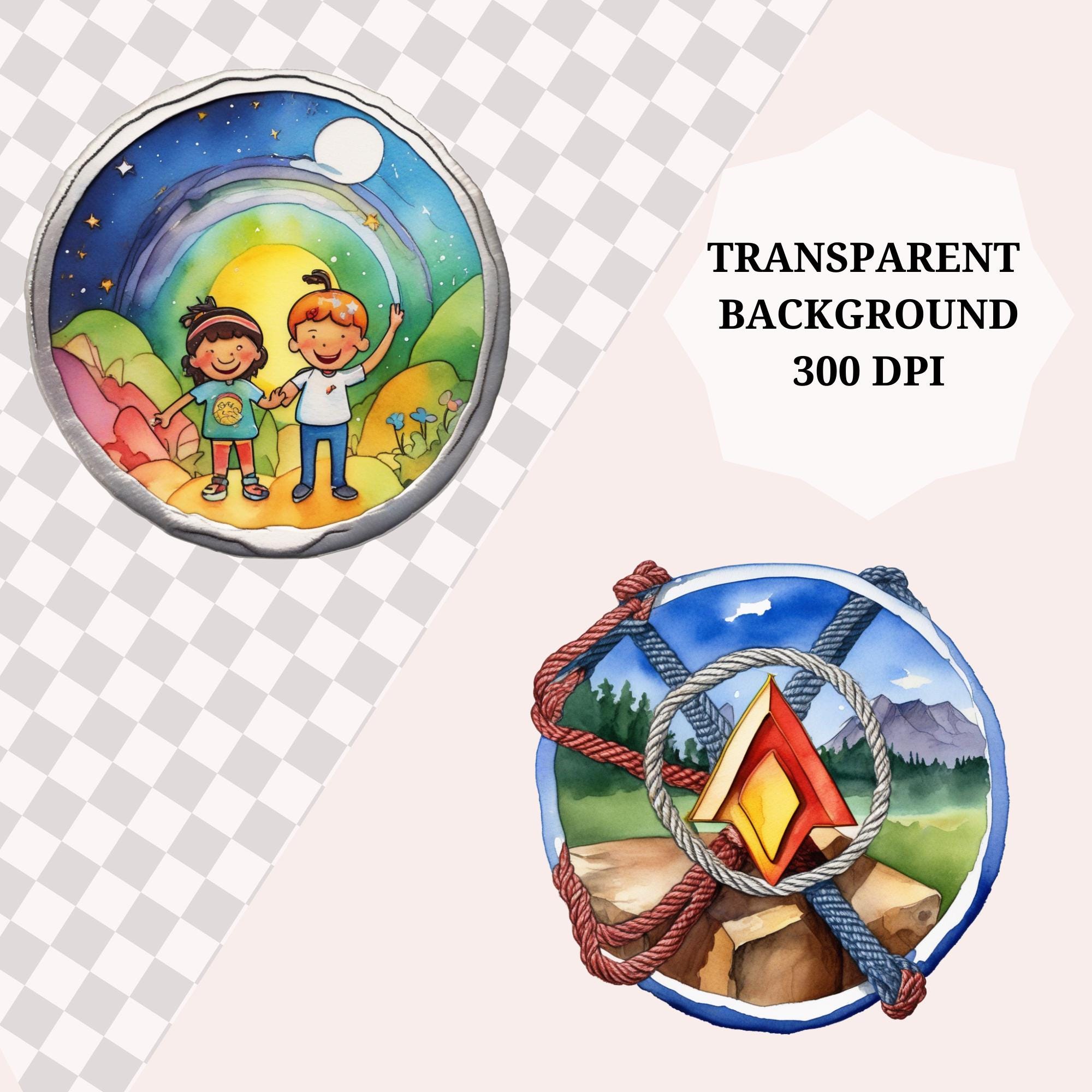 Camping Watercolor Clipart | Badges Clipart | Scout Badges | Wilderness ...