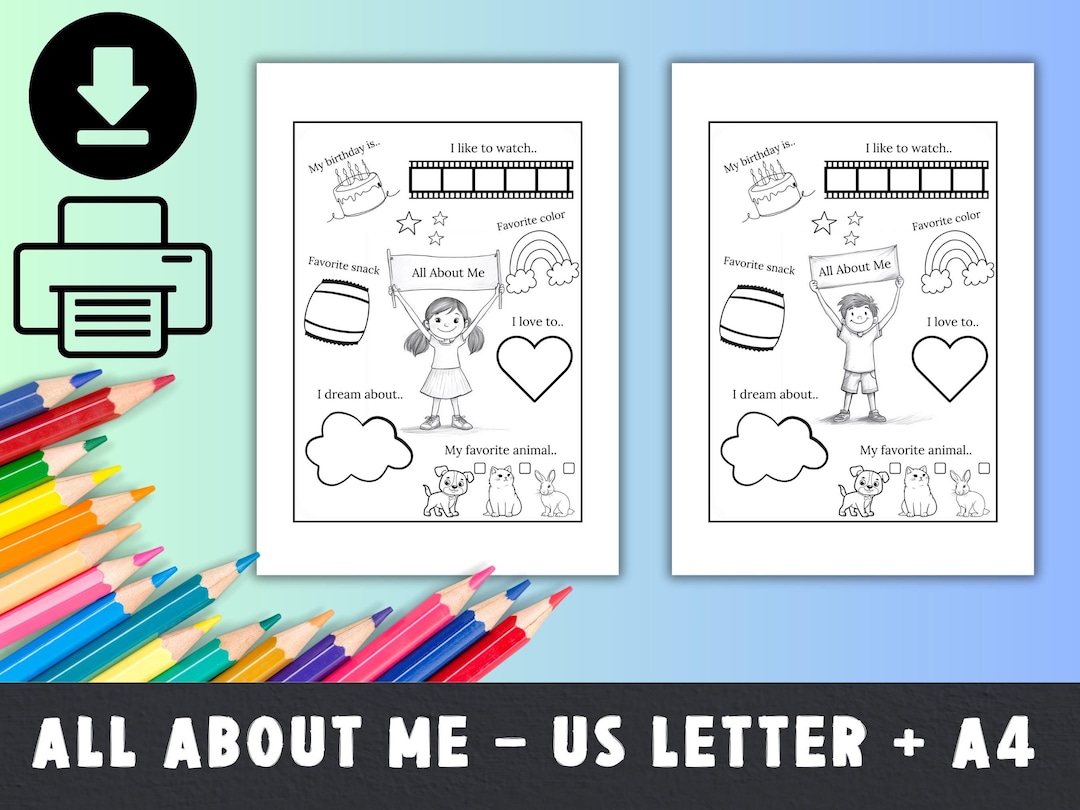 All About Me Coloring Page This is Me Coloring Page Get to Know Me ...