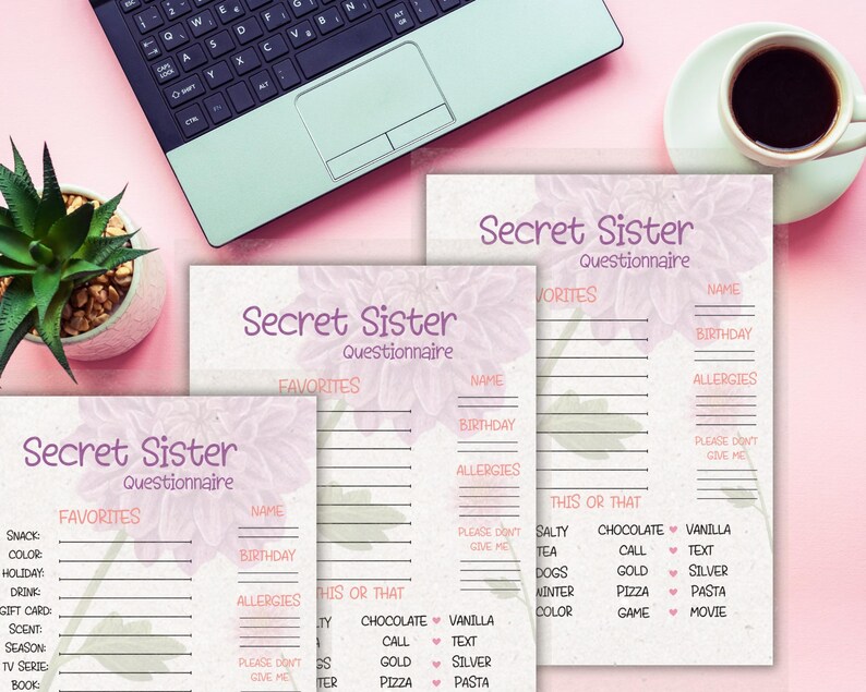 Secret Sister Questionnaire | Young Women | Girls Camp Secret Sister ...