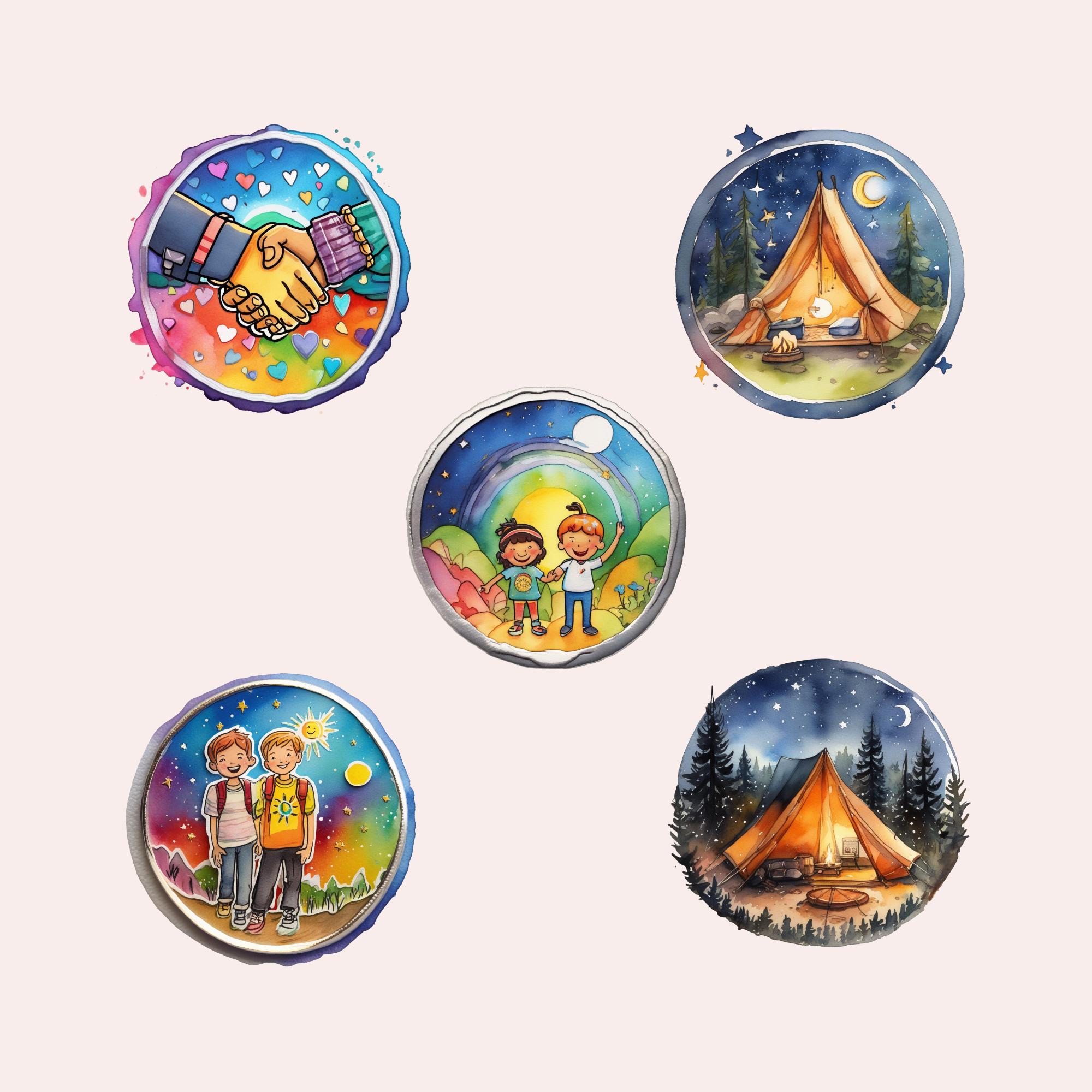 Camping Watercolor Clipart Badges Clipart Scout Badges Wilderness ...