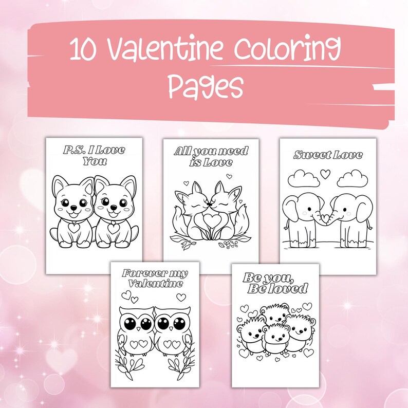 Valentine Coloring Pages for Kids Valentine Activity Adult Coloring ...