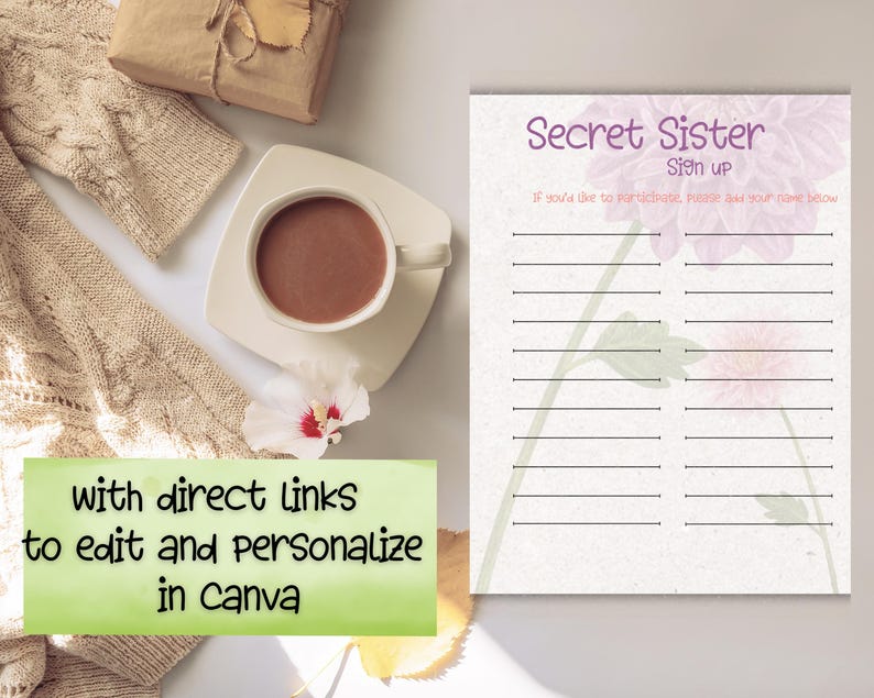 Secret Sister Questionnaire Template | Editable Secret Sister ...