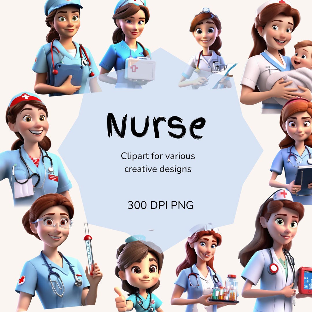 Nurse Clipart Bundle | Cute Nurse Graphics | 300 DPI PNG Files ...
