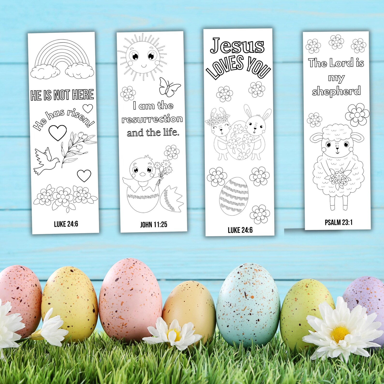 Kids Bible Verse Coloring Bookmarks | Easter Coloring Bookmarks ...