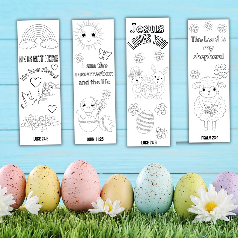 Kids Bible Verse Coloring Bookmarks | Easter Coloring Bookmarks ...