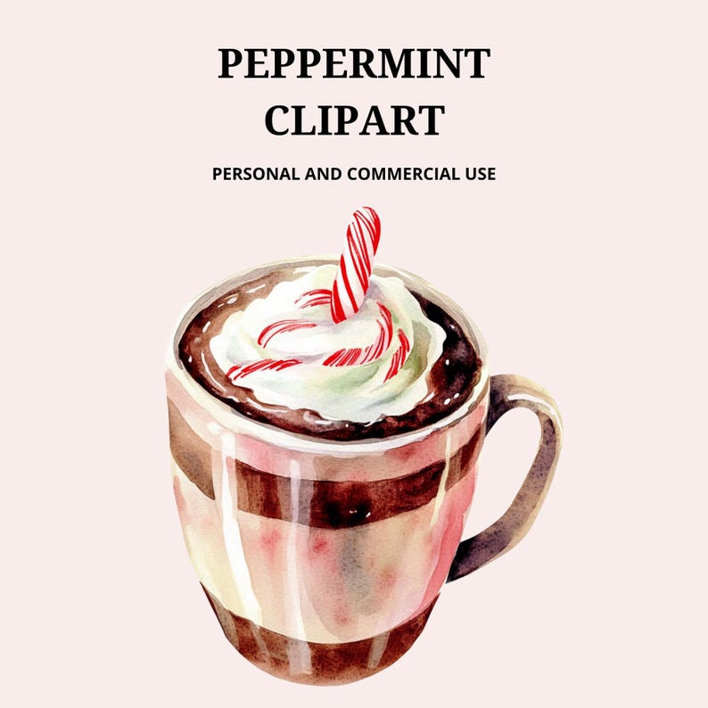 Peppermint Watercolor Clipart Peppermint Christmas Clipart Candy Cane ...