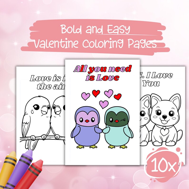 Valentine Coloring Pages for Kids Valentine Activity Adult Coloring ...