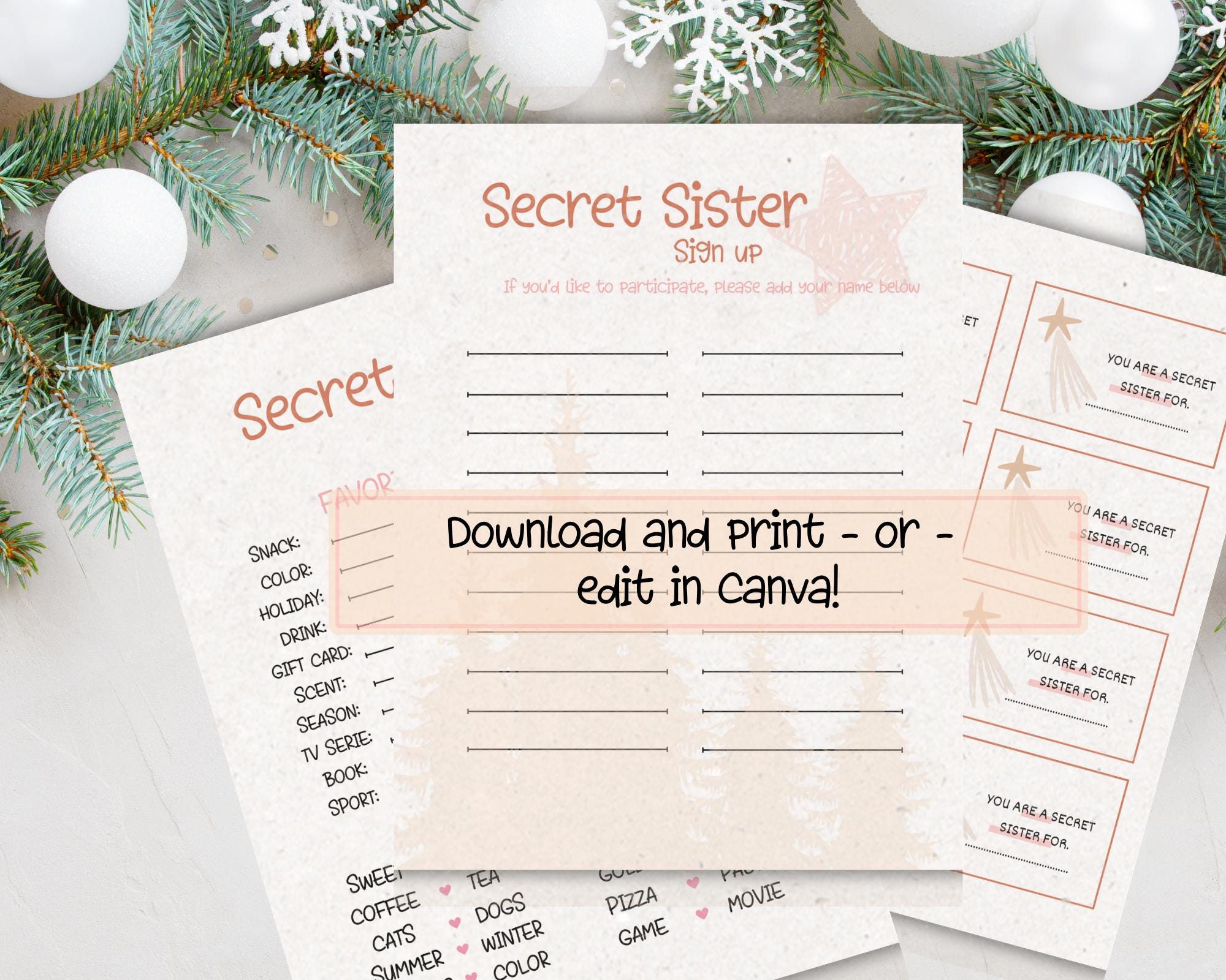 Secret Sister Questionnaire | Girls Camp Secret Sister | Thinking of ...