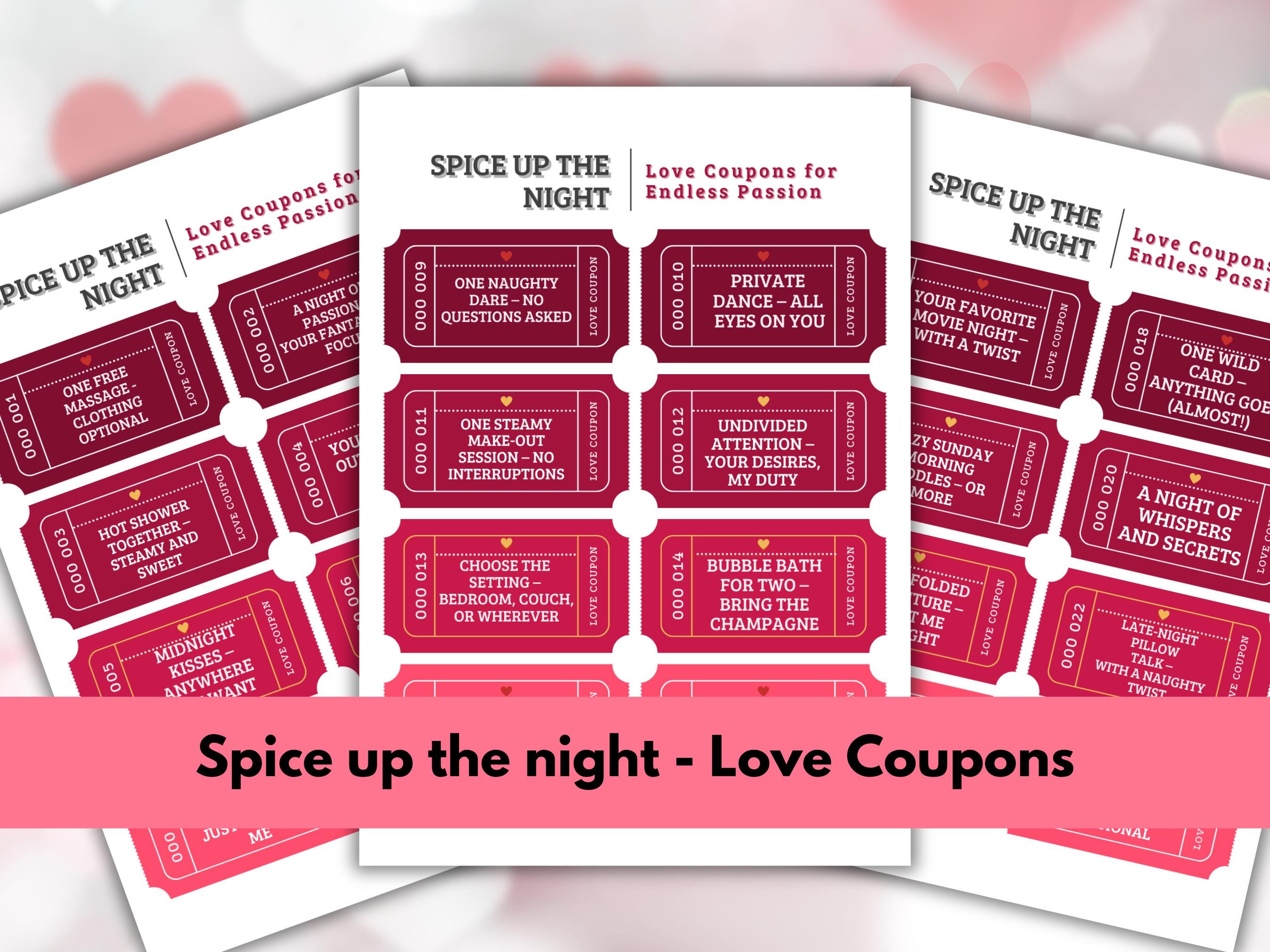 Printable Spicy Coupons | Love Coupons | Valentines Day Gift ...