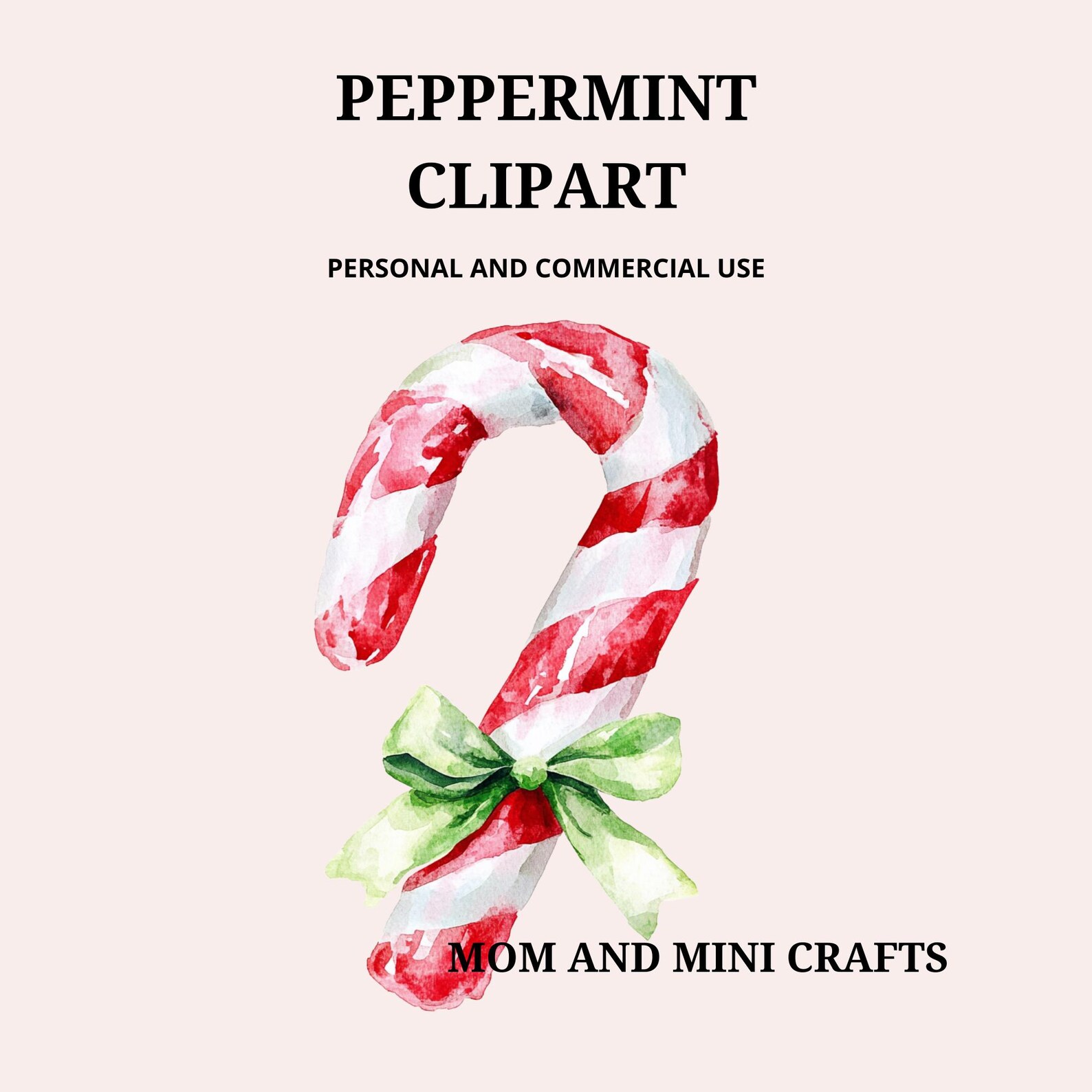 Peppermint Watercolor Clipart Peppermint Christmas Clipart Candy Cane ...