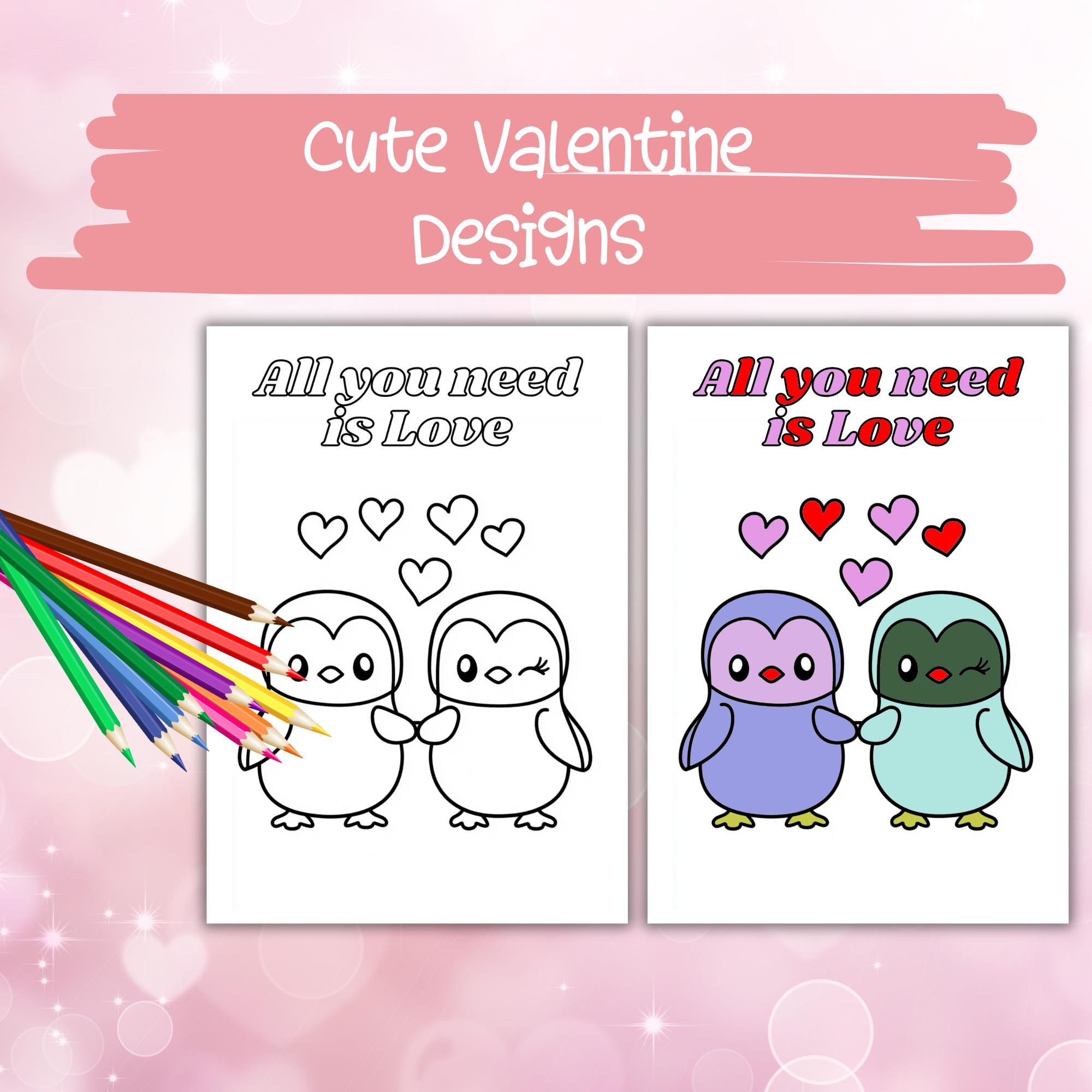 Valentine Coloring Pages for Kids Valentine Activity Adult Coloring ...