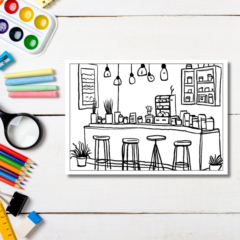 Comfy Cozy Corner Coloring Pages Stress Relief Hygge Coloring Bold and ...