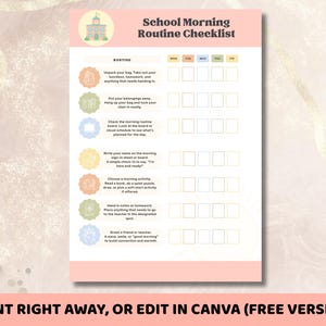 Ready for School Checklist, Printable Kids Routine Chart, Morning Tasks ...