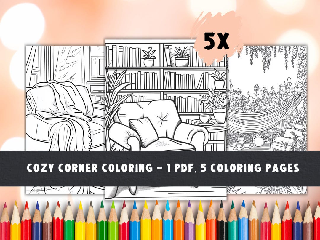 Cozy Corners Coloring Pages Relaxing Hygge Designs Hygge Coloring Cozy ...