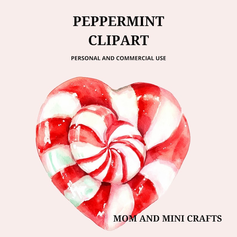 Peppermint Watercolor Clipart Peppermint Christmas Clipart Candy Cane ...