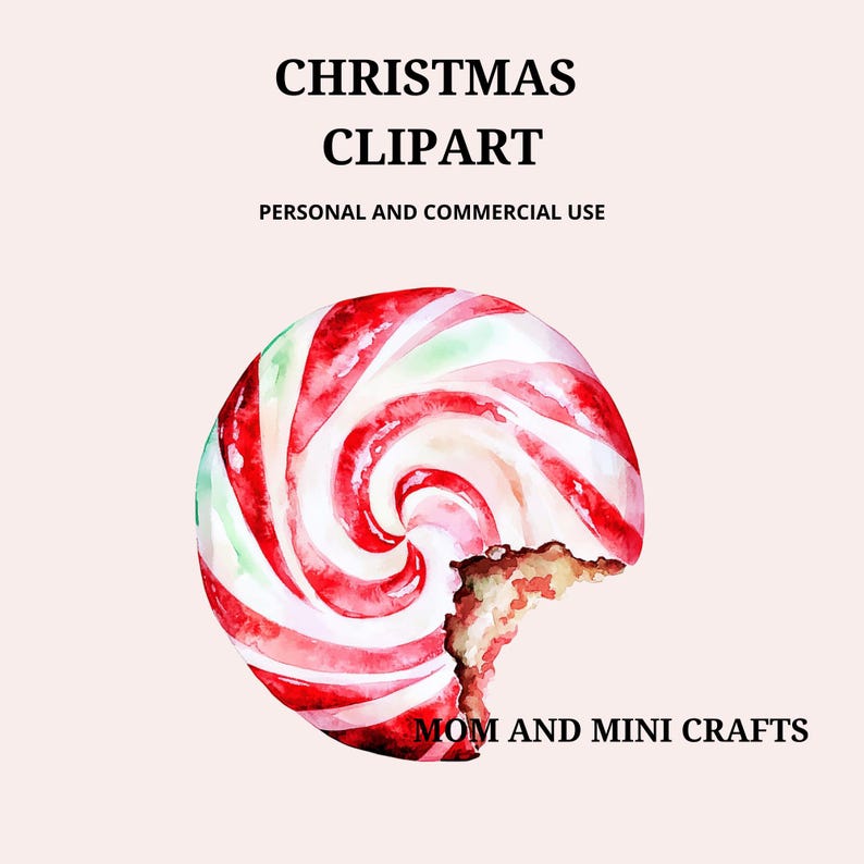 Peppermint Watercolor Clipart Peppermint Christmas Clipart Candy Cane ...