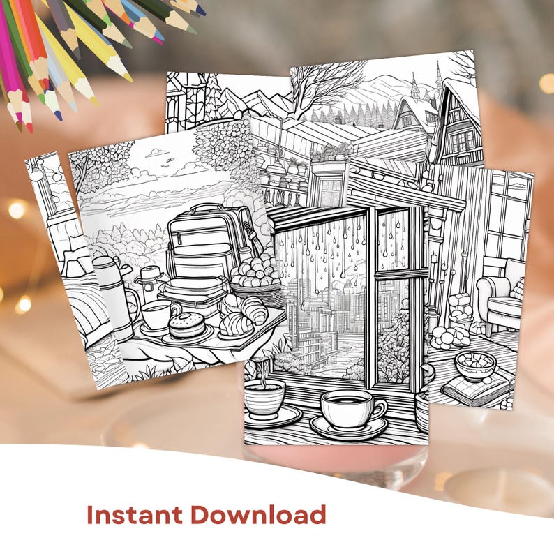 Hygge Coloring Pages Cozy Hygge Cozy and Comfy Coloring Cute Hygge ...