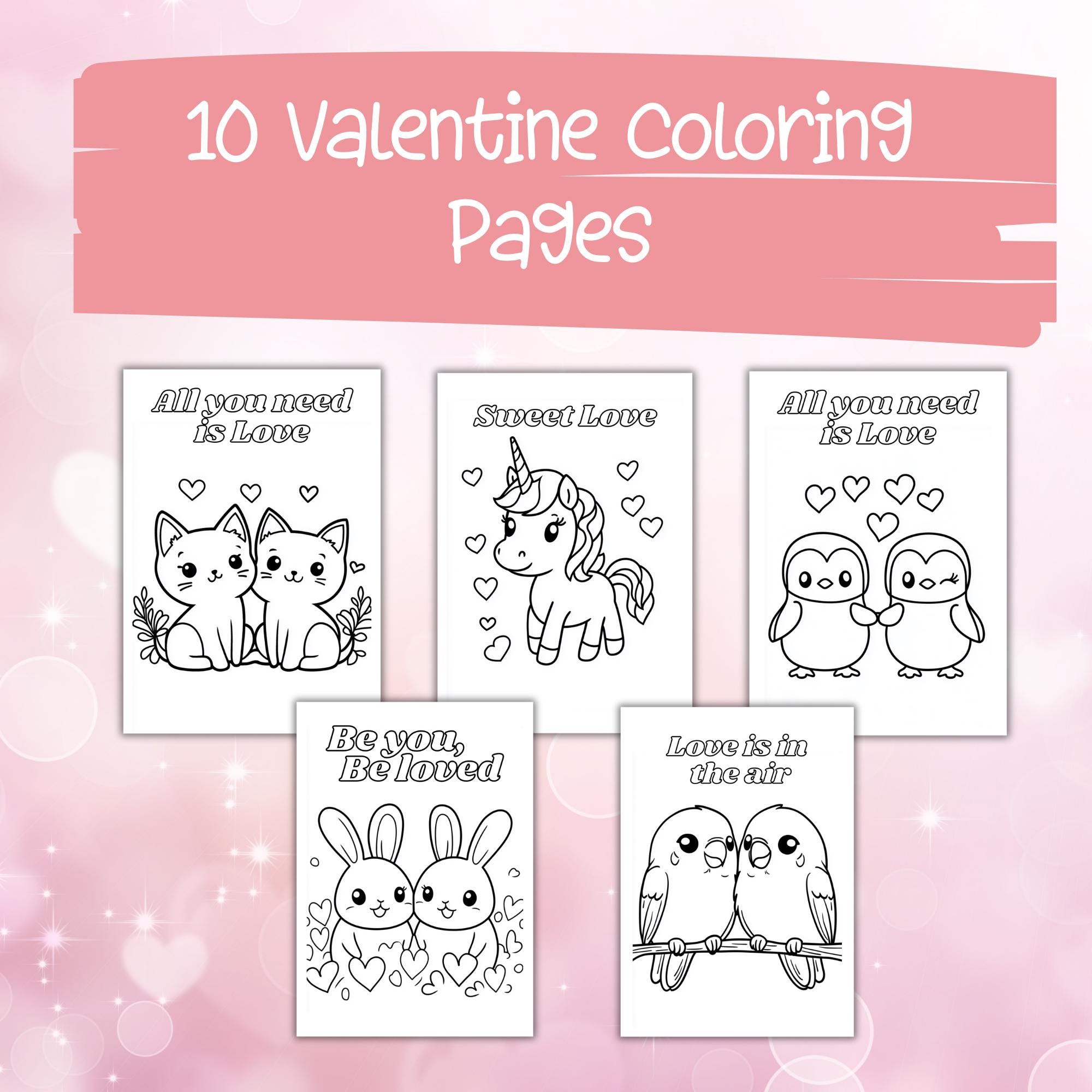 Valentine Coloring Pages for Kids Valentine Activity Adult Coloring ...