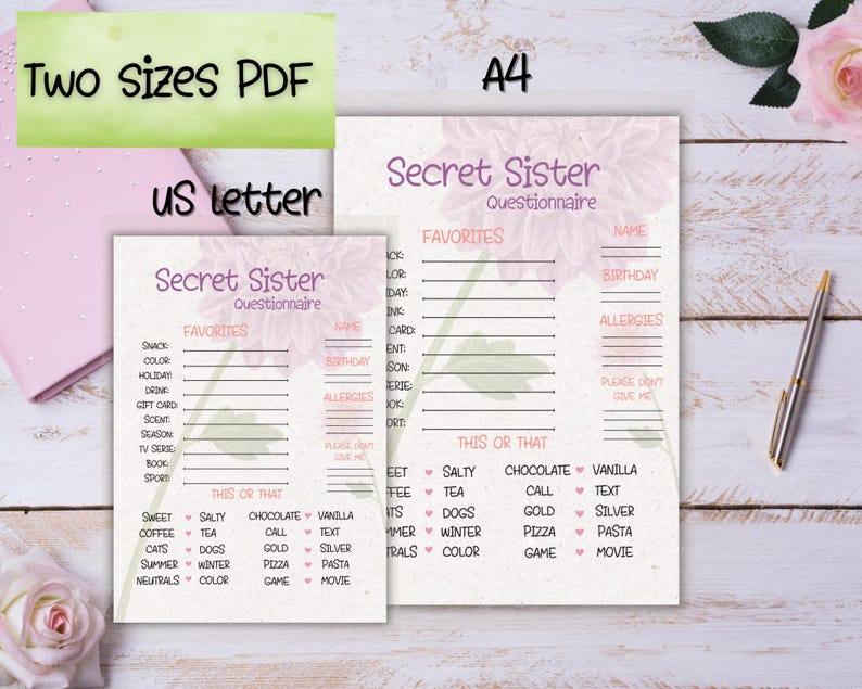 Secret Sister Questionnaire | Young Women | Girls Camp Secret Sister ...