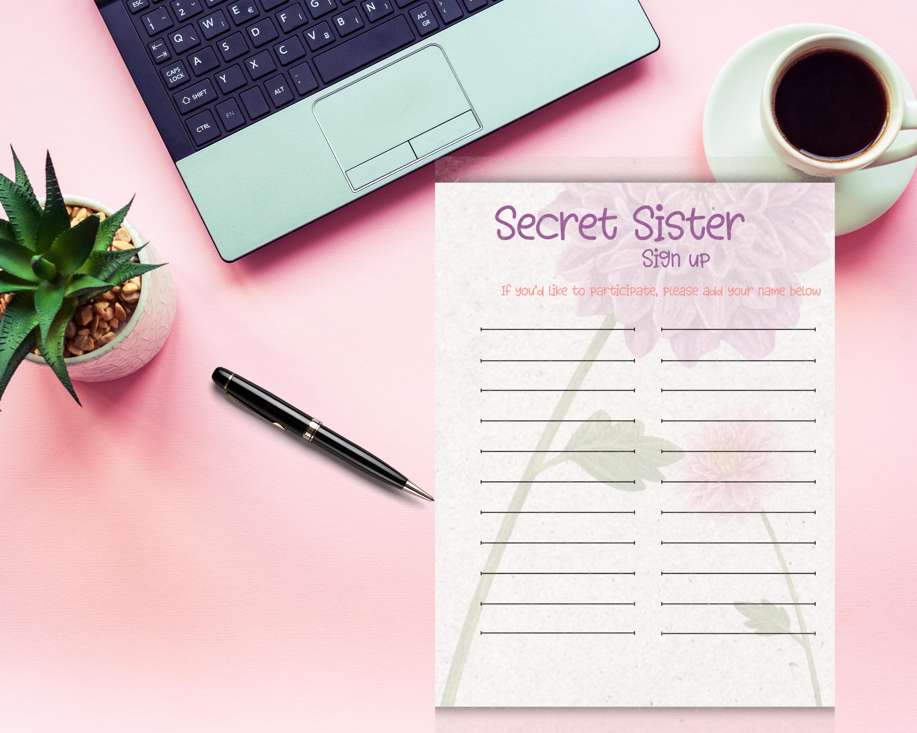 Secret Sister Questionnaire Template | Editable Secret Sister ...