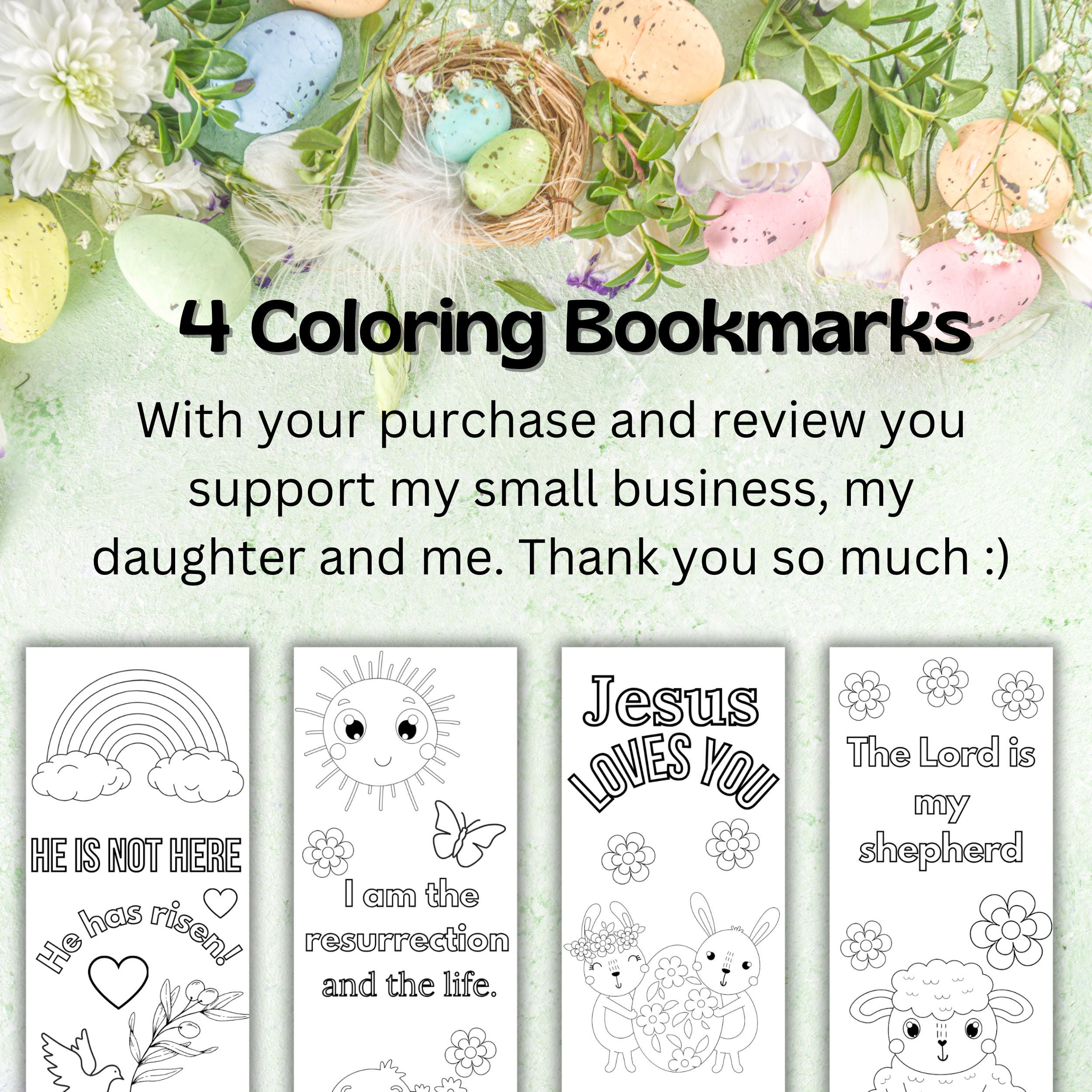 Kids Bible Verse Coloring Bookmarks | Easter Coloring Bookmarks ...