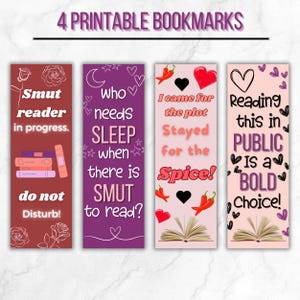 Smut Bookmarks | Printable Bookmarks | Digital Bookmarks | Smut Reader ...