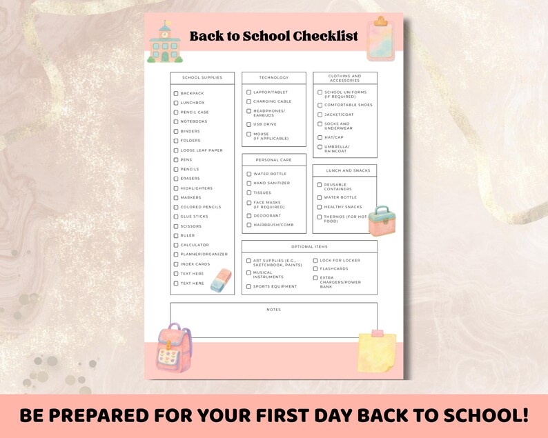 Ready for School Checklist, Printable Kids Routine Chart, Morning Tasks ...