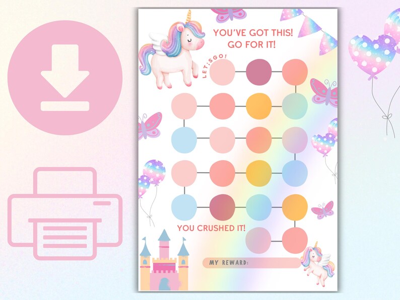 Unicorn Reward Chart | Printable Reward Chart | Printable Potty Chart ...