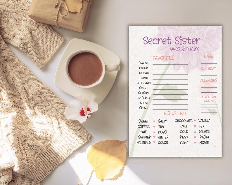 Secret Sister Questionnaire | Young Women | Girls Camp Secret Sister ...