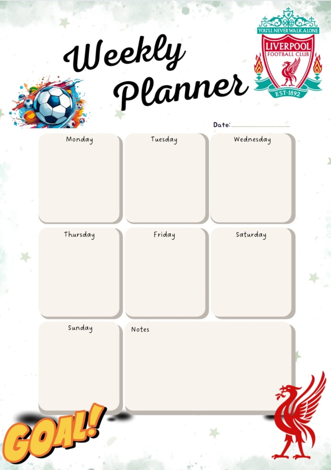 Football, Template, Planner, Organisers, Free Delivery, Digital Art ...