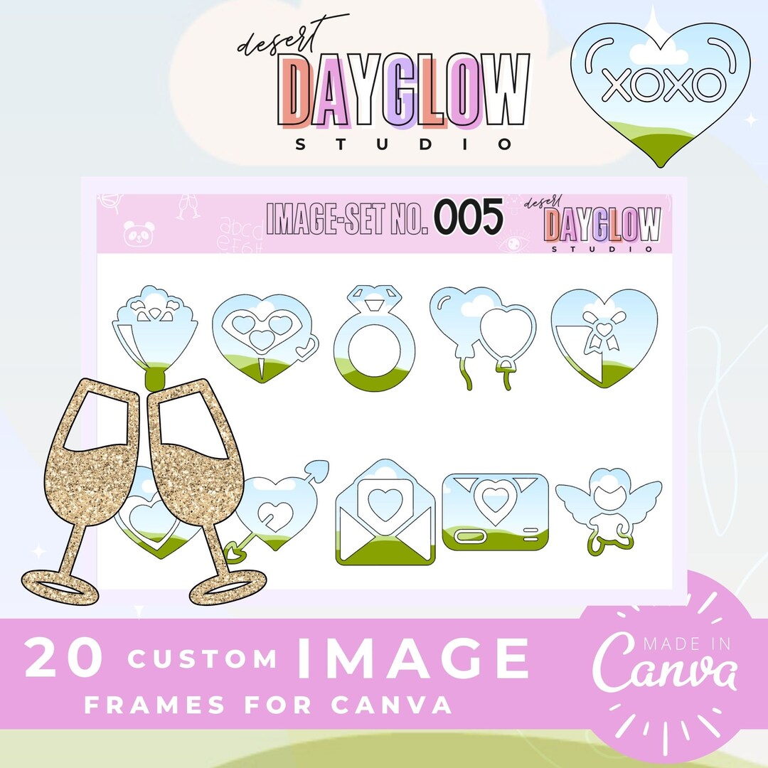 VALENTINES DAY, Custom Editable Canva Images / Picture Frames, Drag and ...