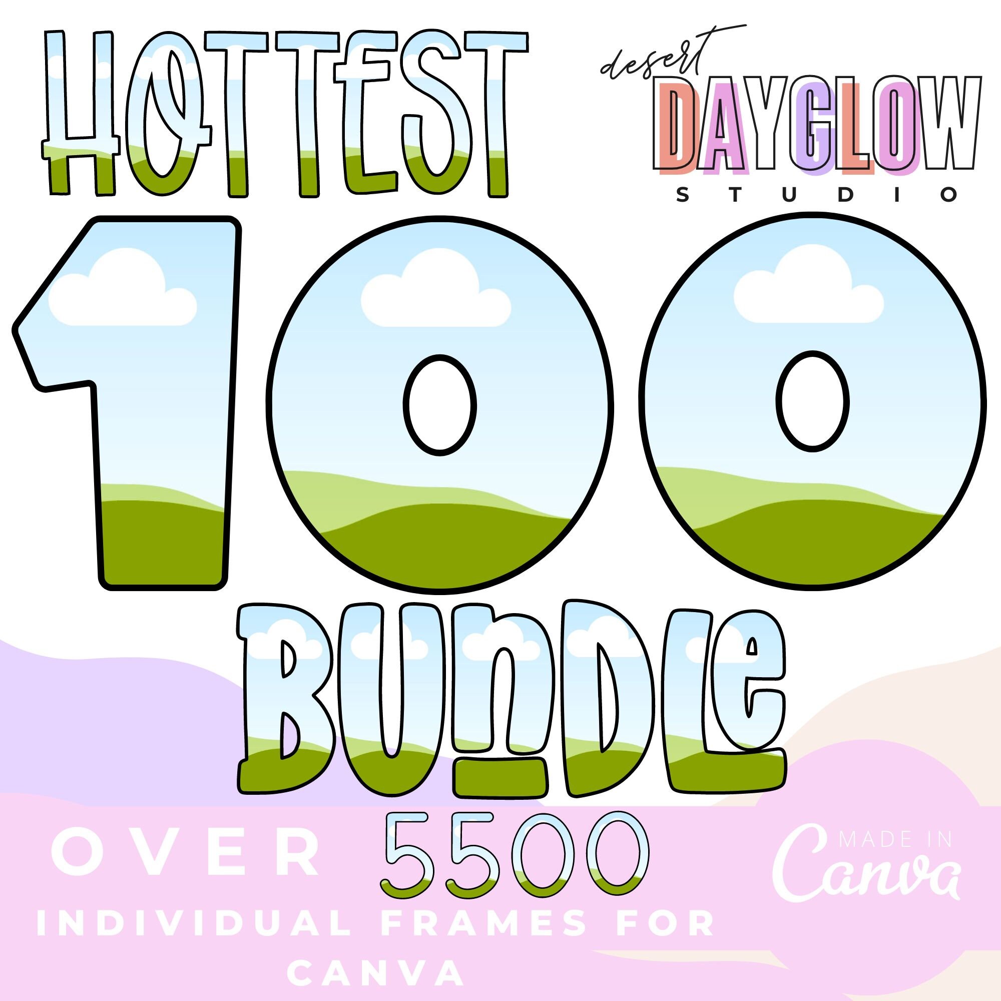 HOTTEST 100 BUNDLE, Alphabet Number Canva Frames Bundle, Custom ...