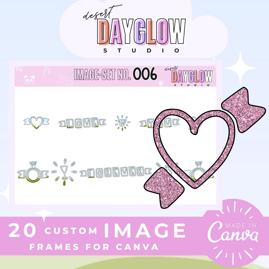 VALENTINES DAY, Custom Editable Canva Images / Picture Frames, Drag and ...