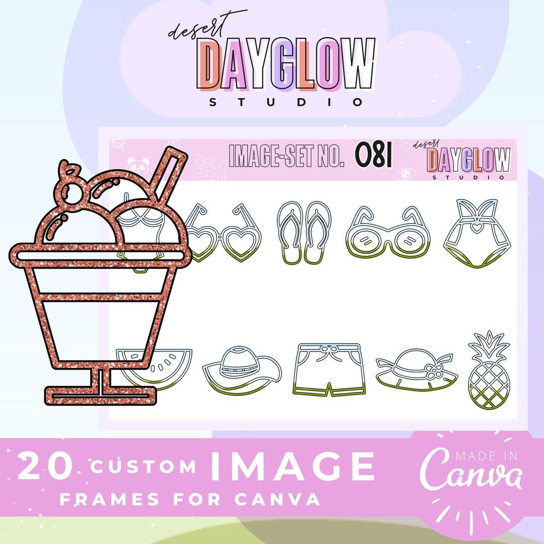 SUMMER BUNDLE, Custom Editable Canva Images / Picture Frames, Drag and ...