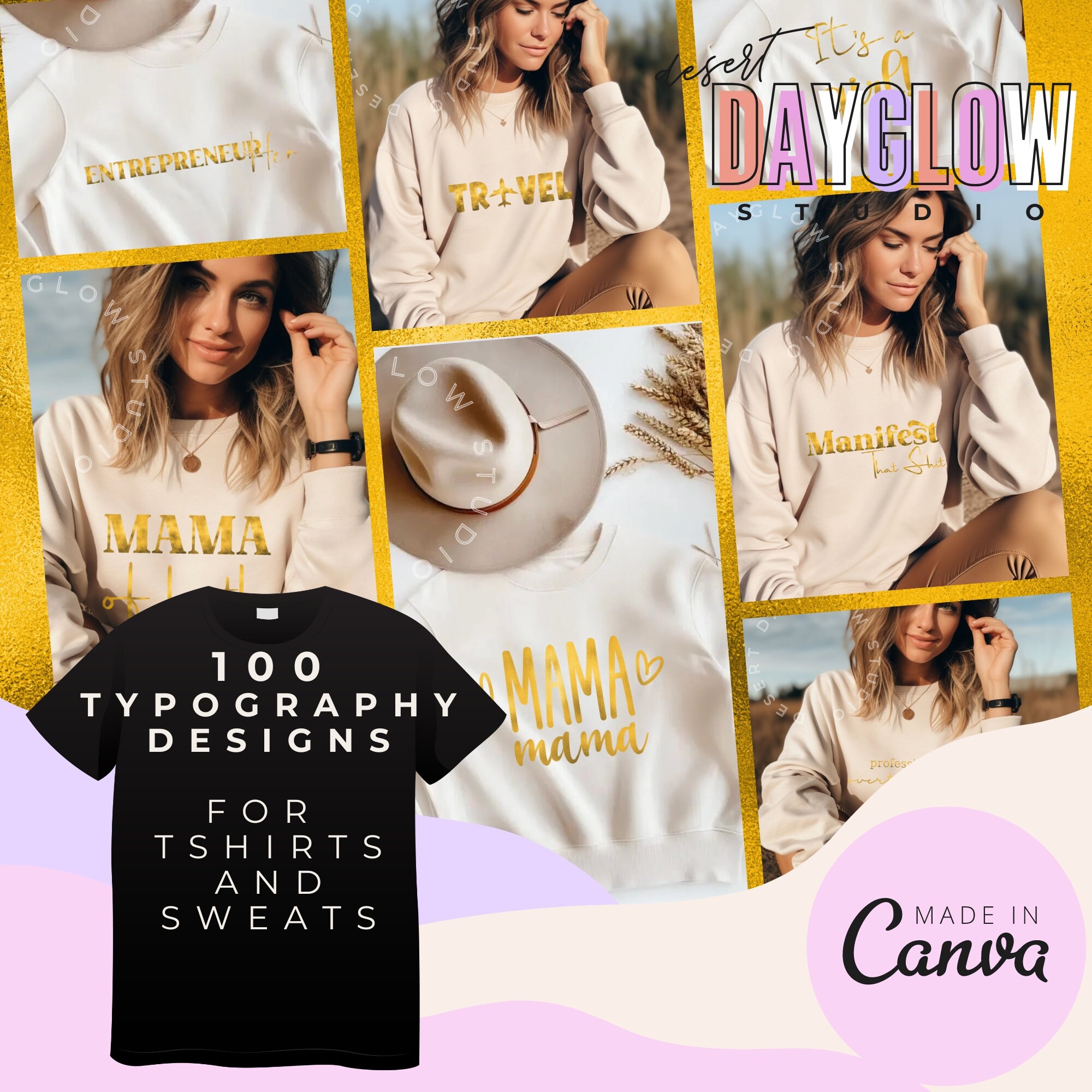 100 STATEMENT STYLES BUNDLE Canva Editable Frame Bundle for Sweater & T ...