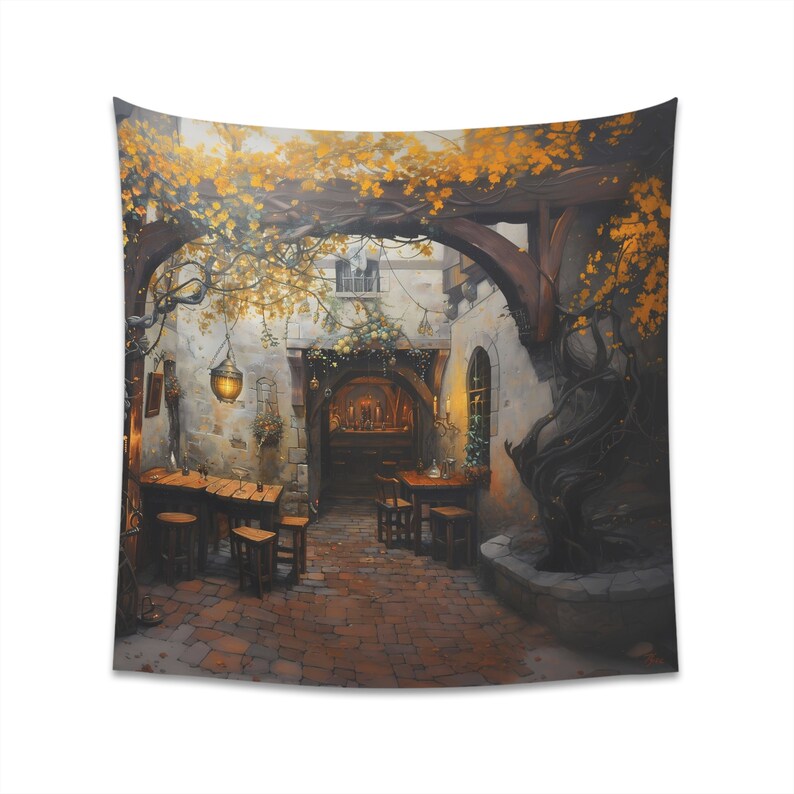 Medieval Tavern Printed Wall Tapestry Backdrop Medieval Pub Fantasy ...