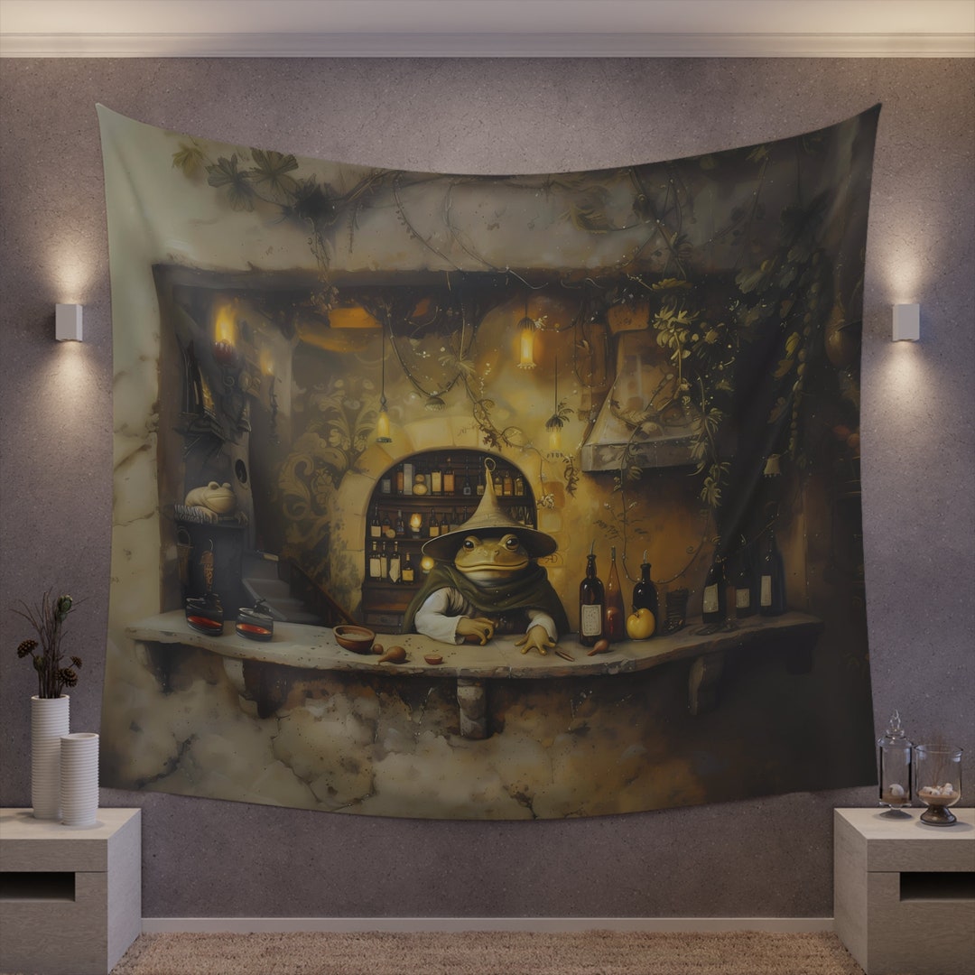 Medieval Tavern Printed Wall Tapestry Backdrop Frog Art Fantasy Tavern ...