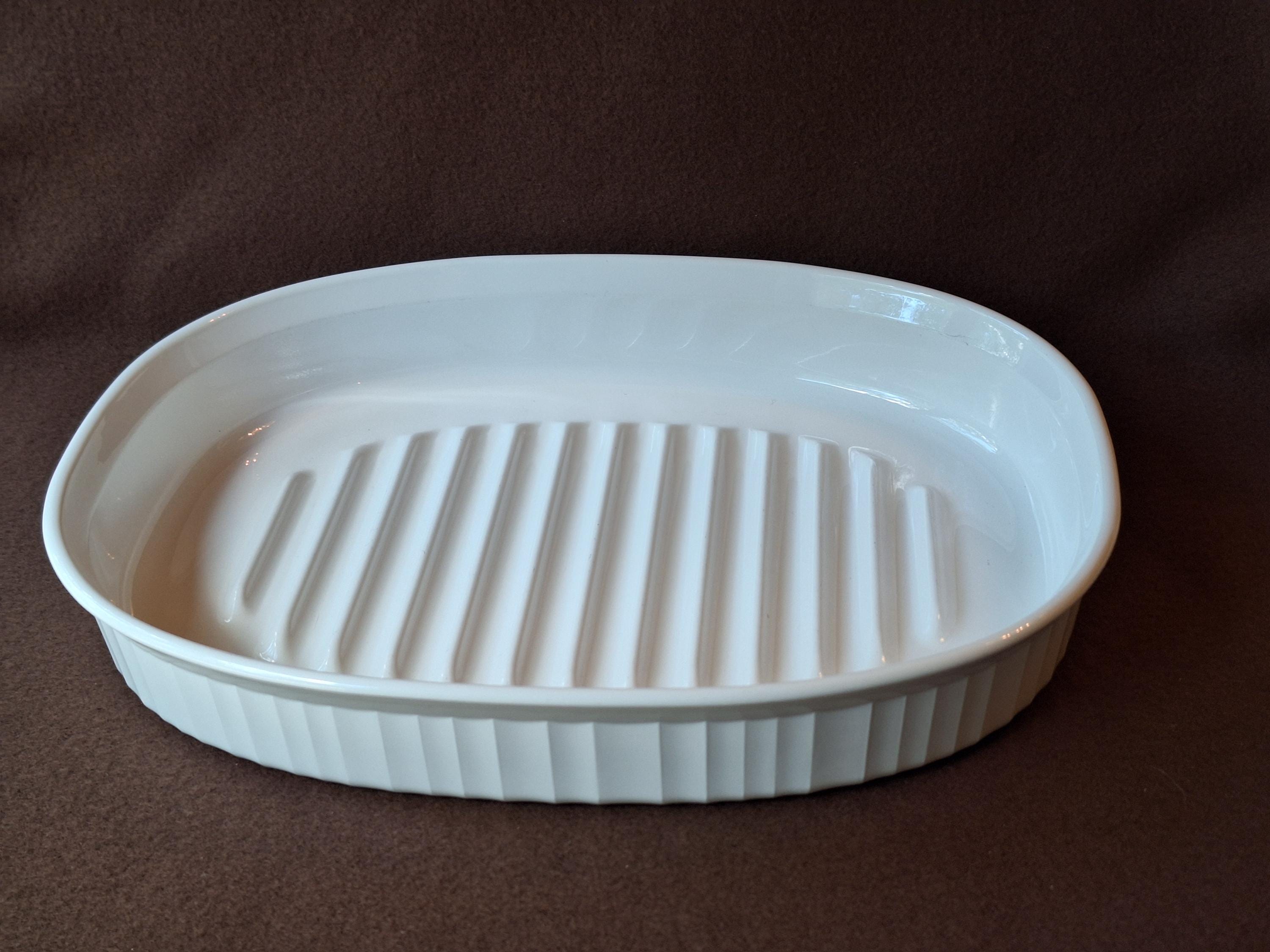 Vtg White Oblong Ceramic Stoneware Corning Ware Roaster for Oven and ...