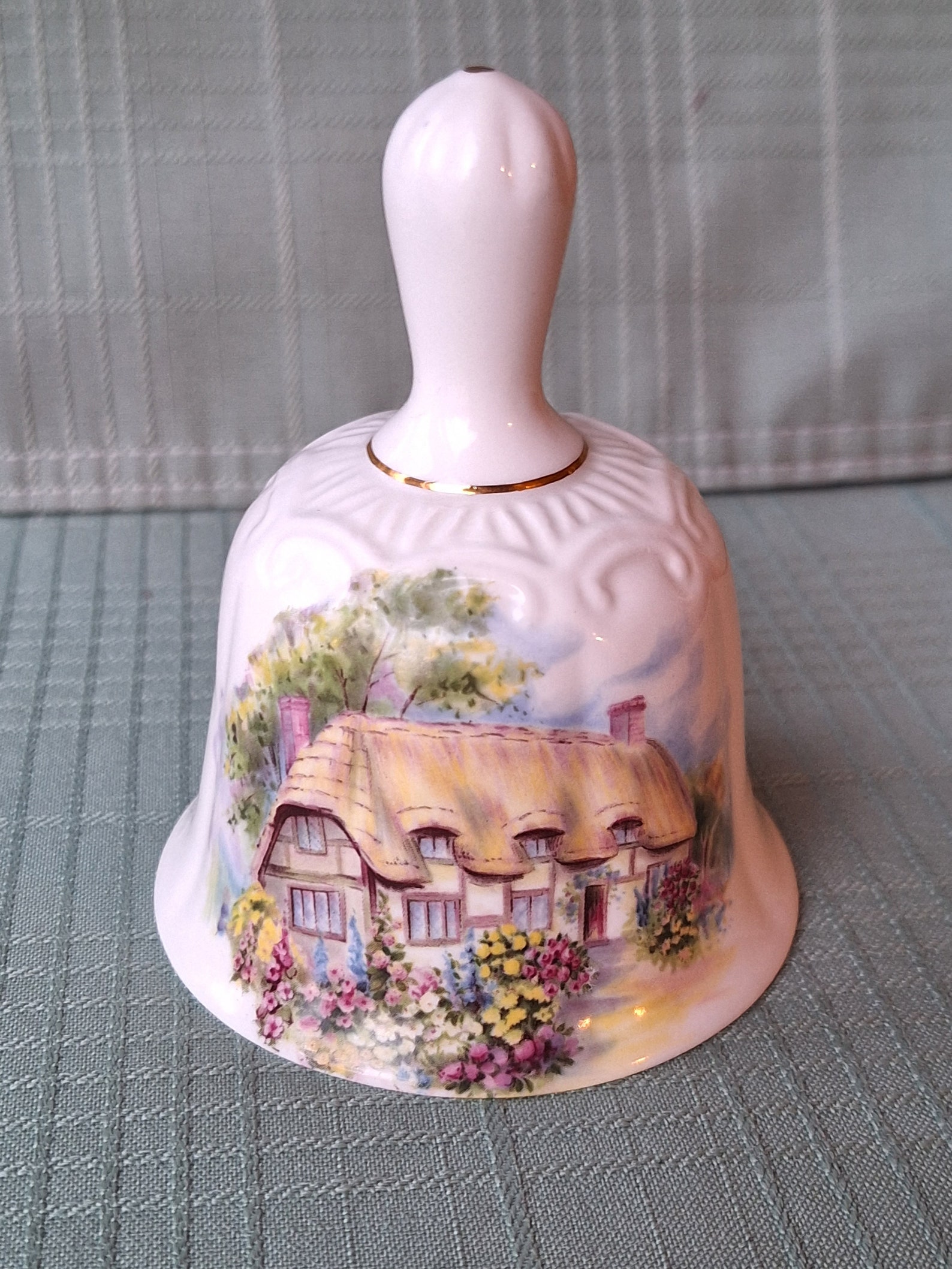 Vintage Fine Bone China Bell, Scene of a Summer Cottage on One Side ...
