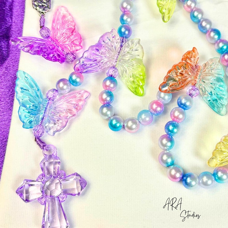 Personalized Butterfly Rosary for Girls,handmade Catholic Prayer and ...