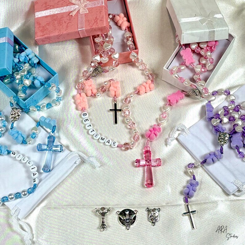 Children's Catholic Teddy Bear Rosary, Personalized Handmade Catholic ...