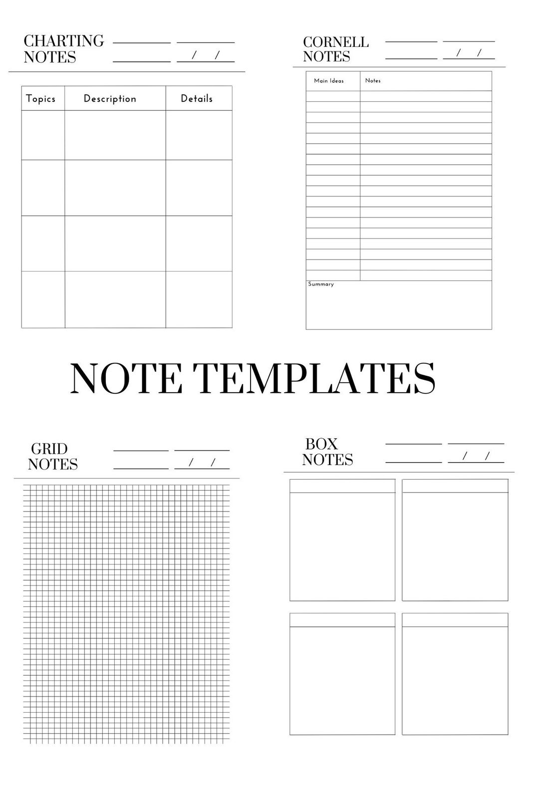 Student Note Template Bundle Cornell Note Taking College Student ...